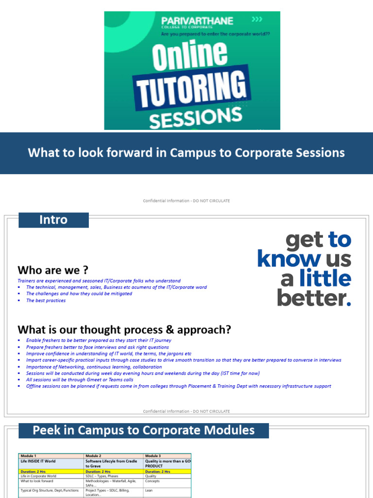 Parivarthane - Campus 2 Corporate Modules - Intro | PDF | Software ...