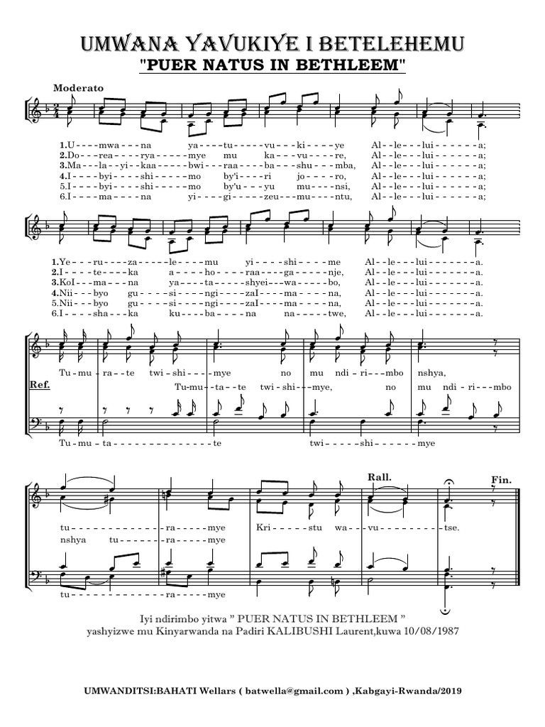 Umwana Yavukiye I Betelehemu - Puer Natus in Bethleem | PDF