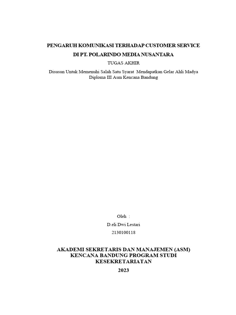 Tugas Akhir Eli 6 | PDF | Bisnis