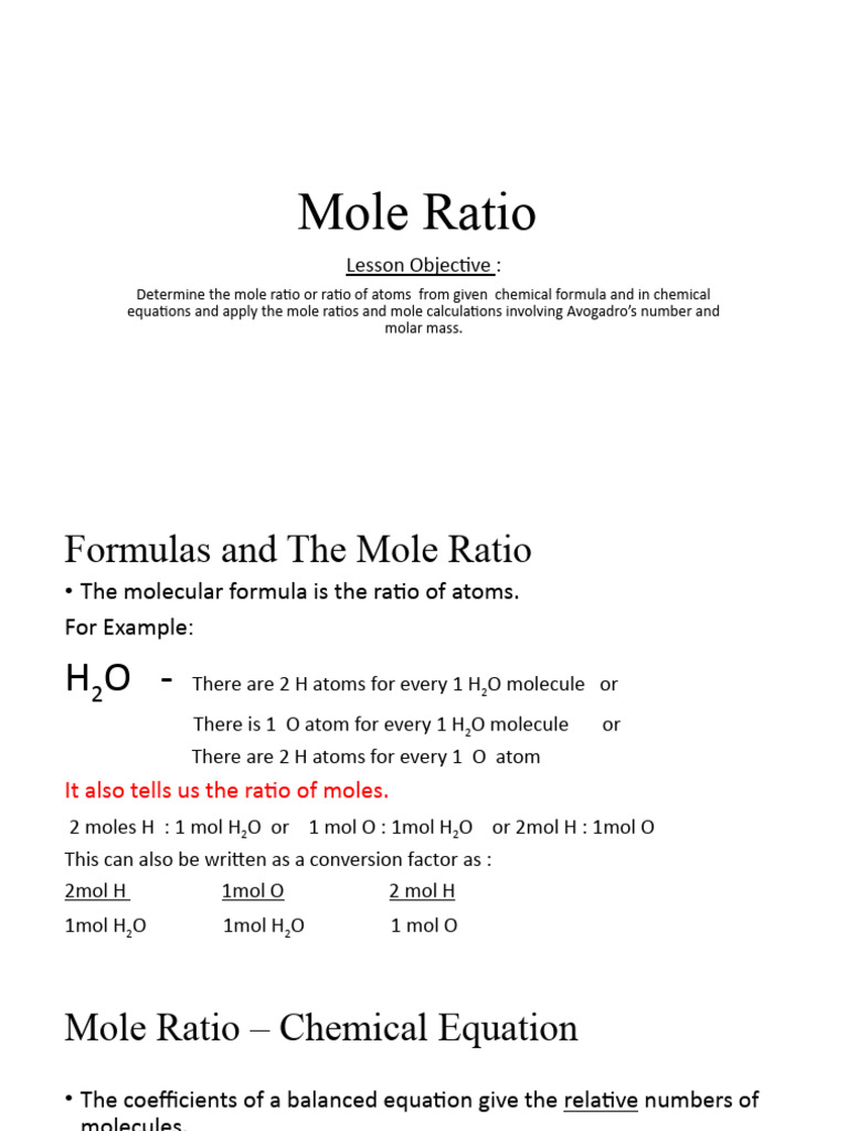 Mole Ratio | Download Free PDF | Mole (Unit) | Chemistry
