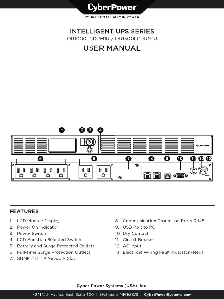 CyberPower UM OR1500LCDRM1U | PDF | Ac Power Plugs And Sockets | Power ...