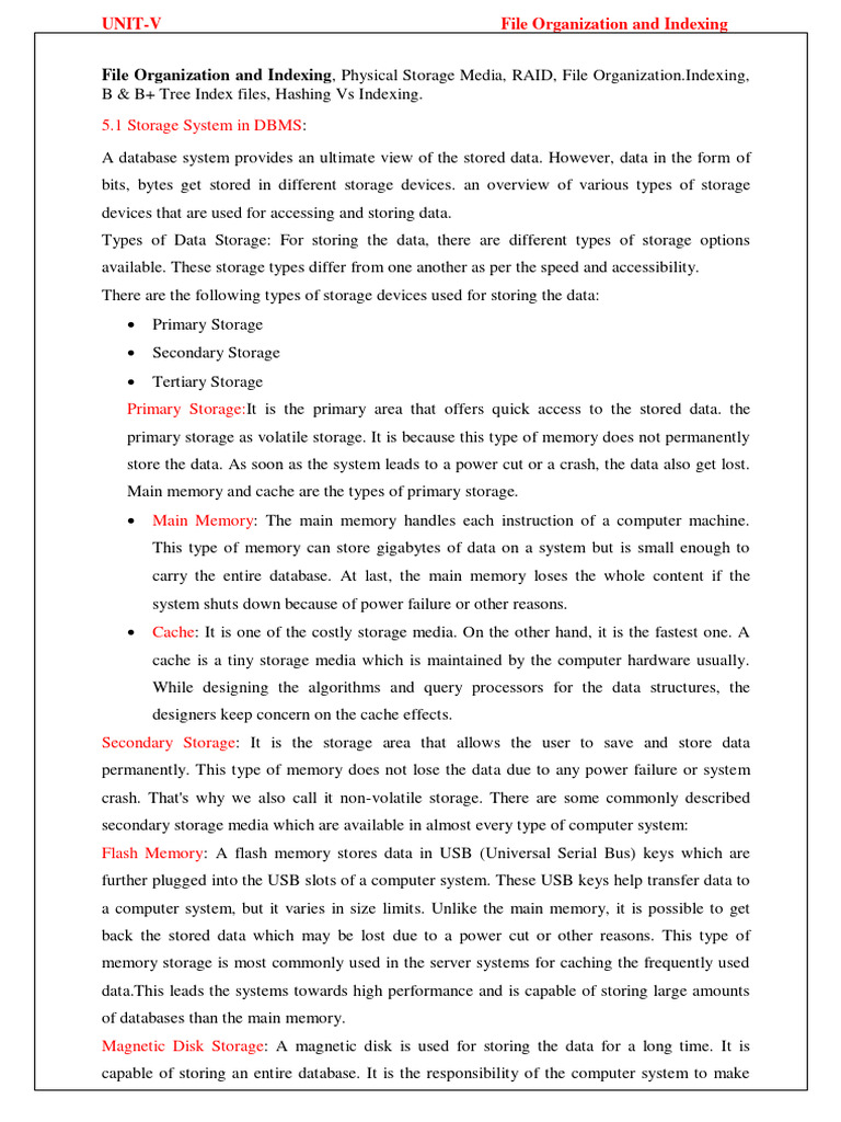 UNIT V Dbms College | PDF | Computers UNIT V Dbms College | PDF | Computers