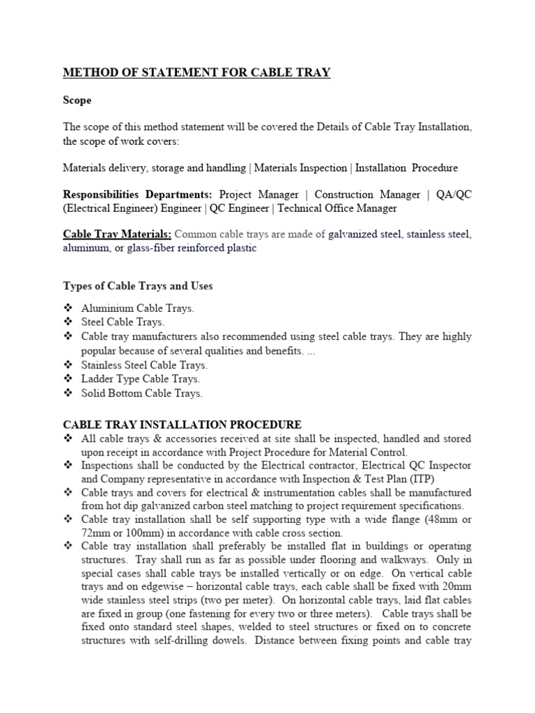 Cable Tray | PDF | Technology & Engineering