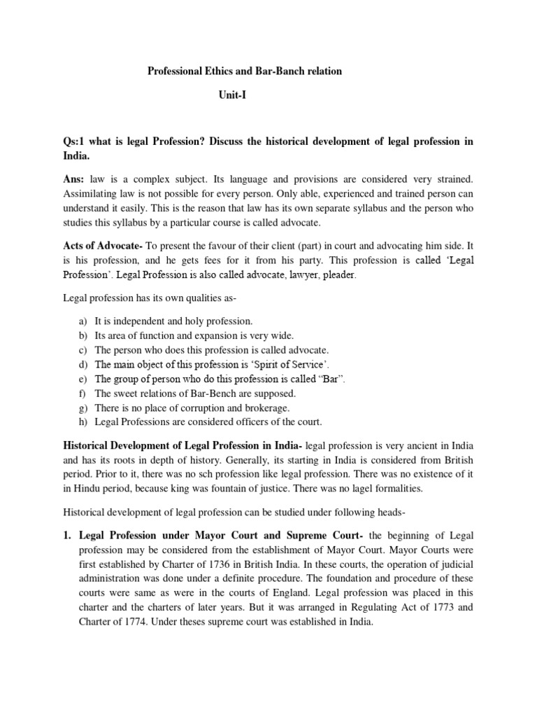 Professional Ethics, Bar-Bench Relations & Moot Court | PDF | Advocate | Lawyer