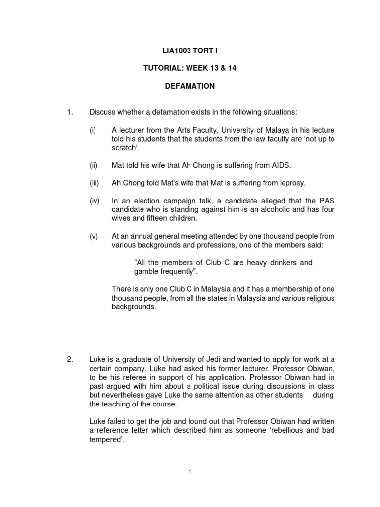 Tutorial DEFAMATION | PDF