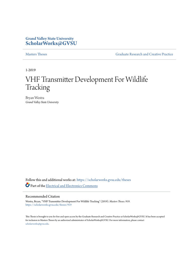 VHF Transmitter Development For Wildlife Tracking | PDF | Resonance ...