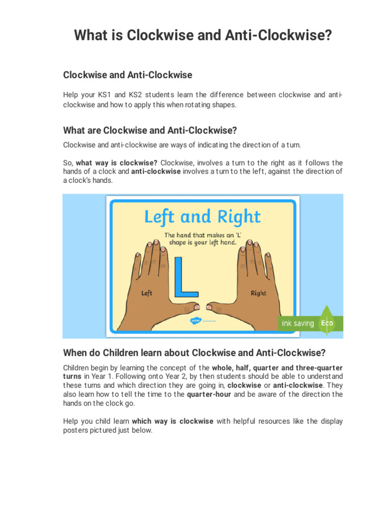 What Is Clockwise and Anti-Clockwise - Twinkl Teaching Wiki | PDF