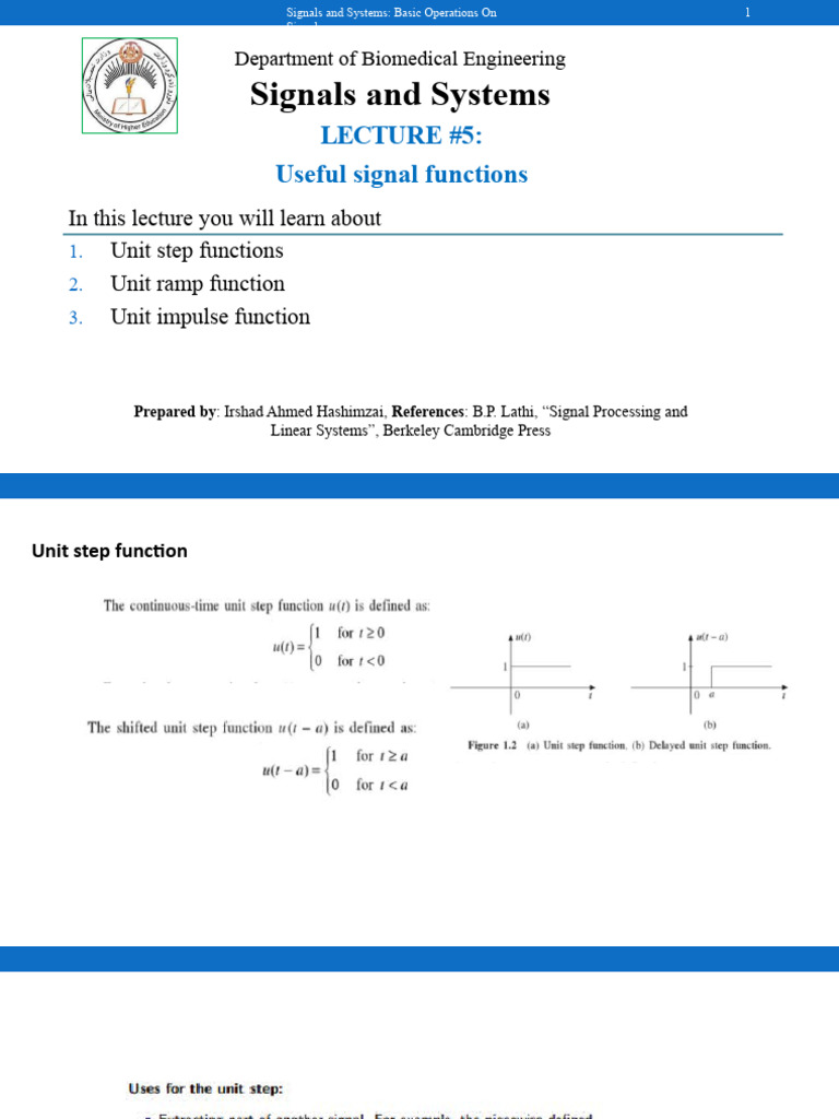 Lecture 5 Signal Functions | PDF