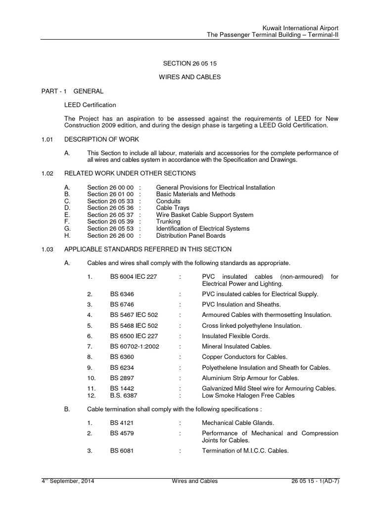 26 05 15 Wires and Cables | PDF | Electrical Wiring | Insulator ...