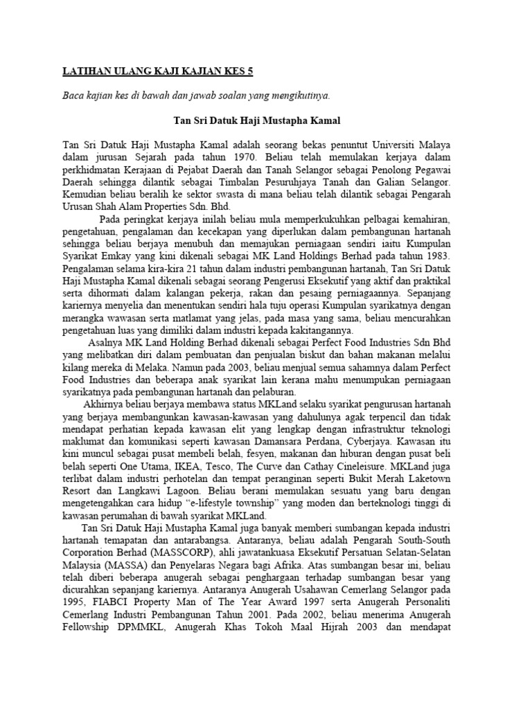 Latihan Ulang Kaji Kajian Kes 5 | PDF