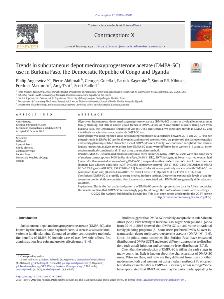 Trends in Subcutaneous Depot Medroxyprogesterone Acetate (DMPA-SC) | PDF | Family Planning ...