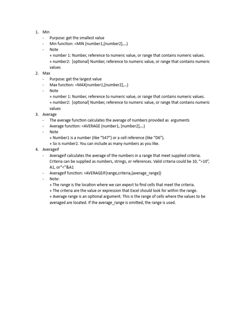 Excel Min Max Average | PDF | Teaching Methods & Materials
