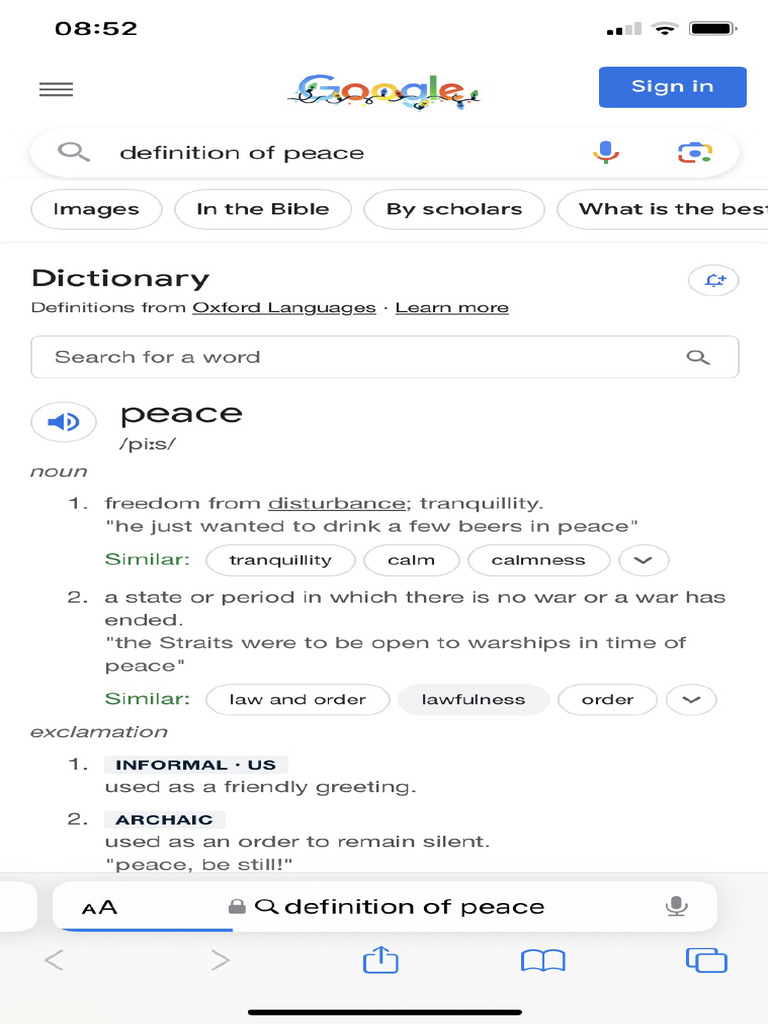 Definition of Peace - Google Search | PDF
