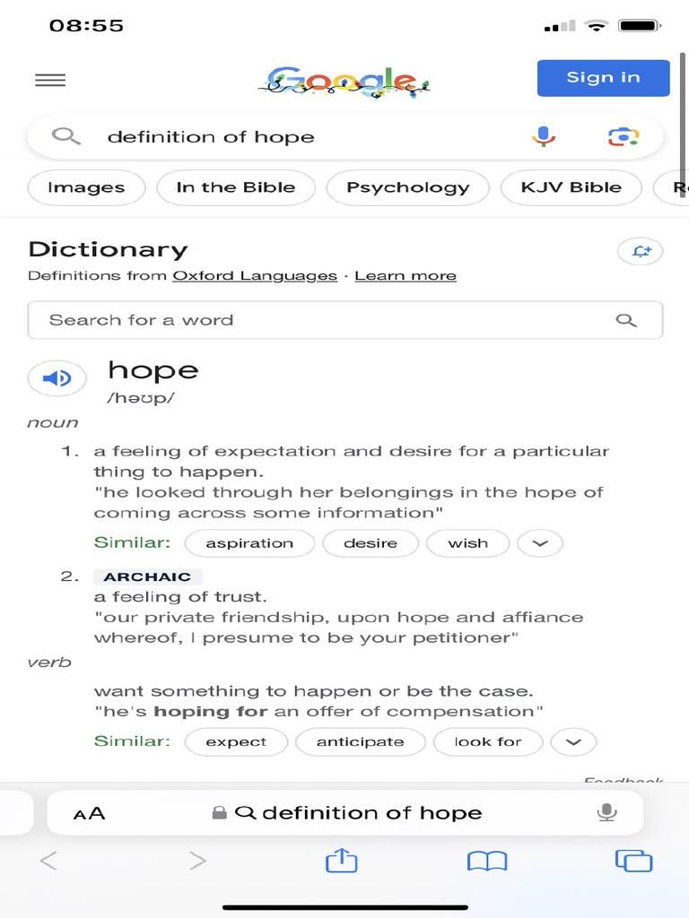 Definition of Hope - Google Search | PDF
