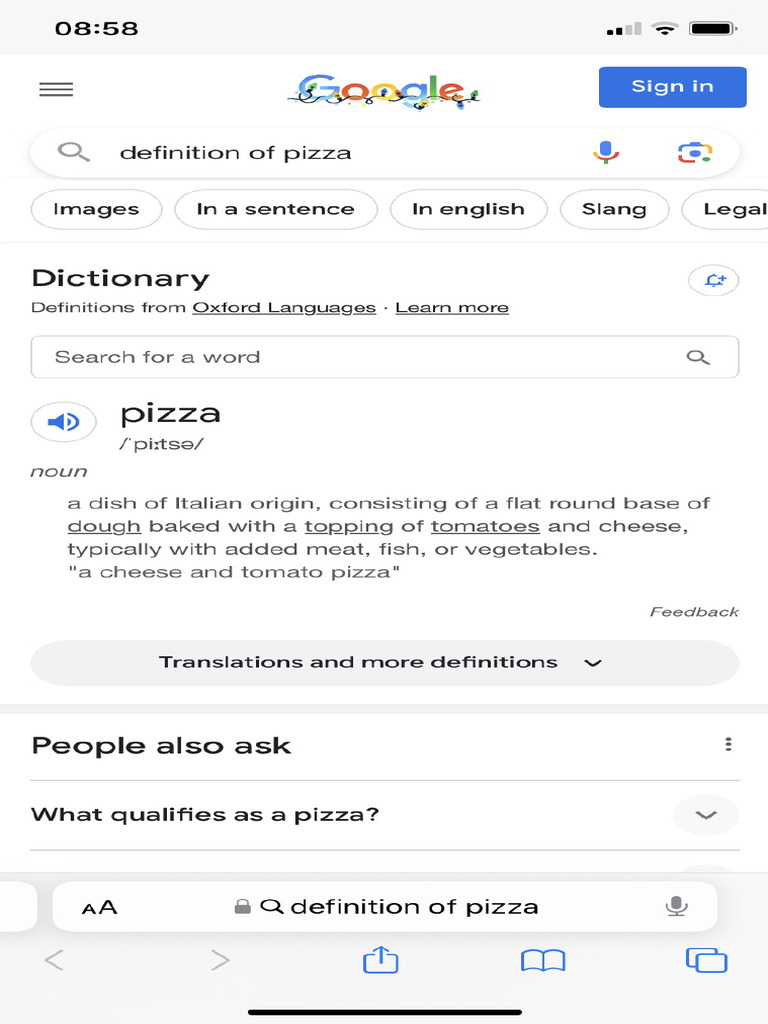 Definition of Pizza - Google Search | PDF