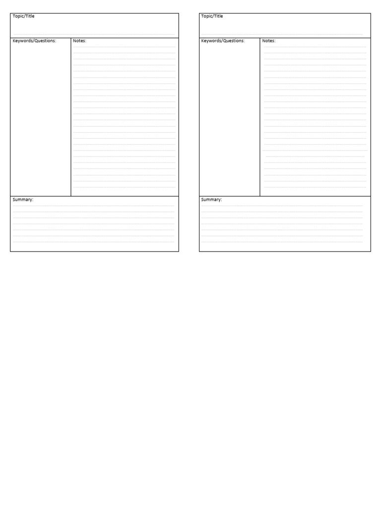 Cornell Notes A5 | PDF