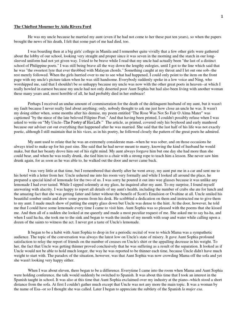 The Chieftest Mourner by Aida Rivera Ford | PDF