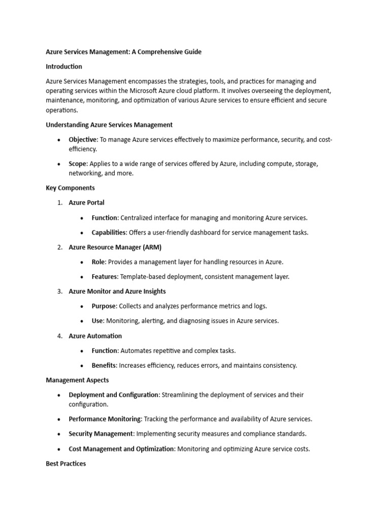 Azure Services Management Guide | PDF | Microsoft Azure | Cloud Computing