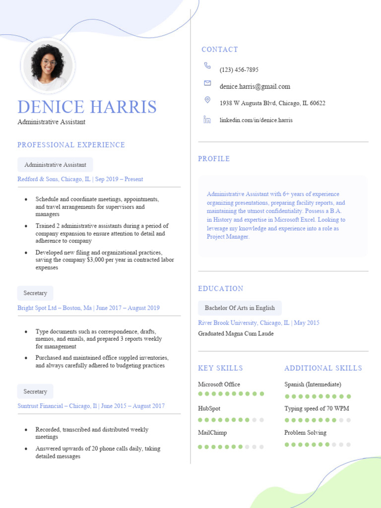 Two Column Resume Template Blue Green | PDF