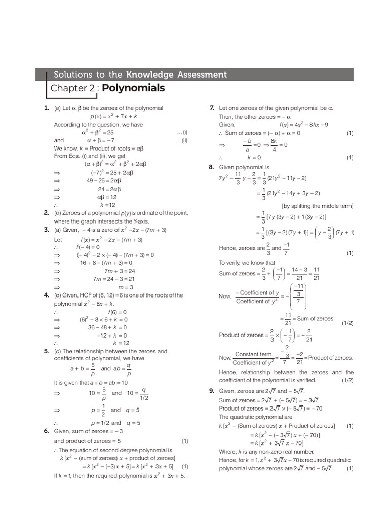Polynomial Zeroes Analysis | PDF | Zero Of A Function | Abstract Algebra