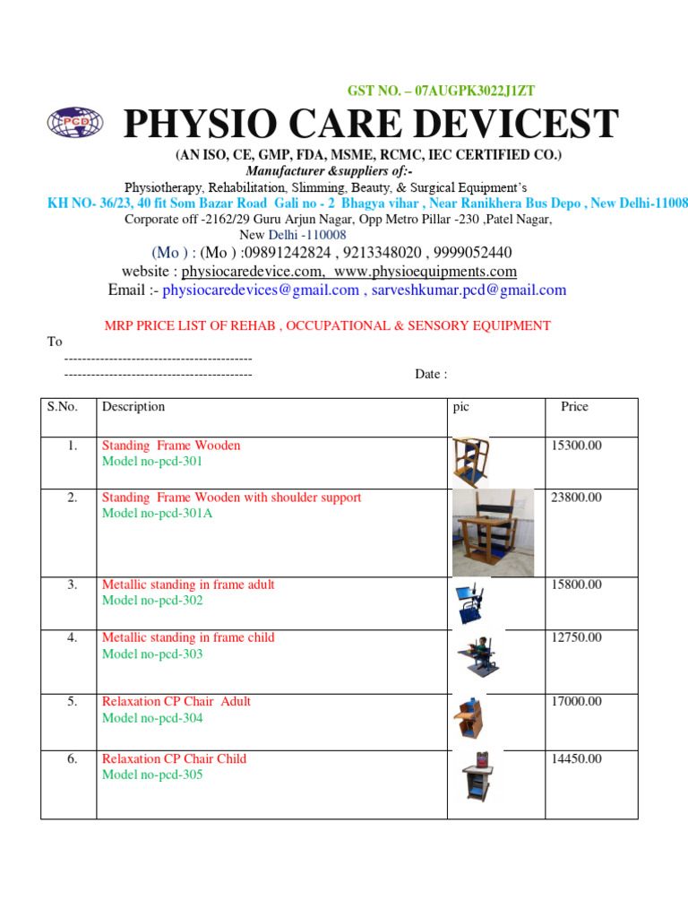 Price List of Rehab Occupational | PDF | Light Emitting Diode | Stairs