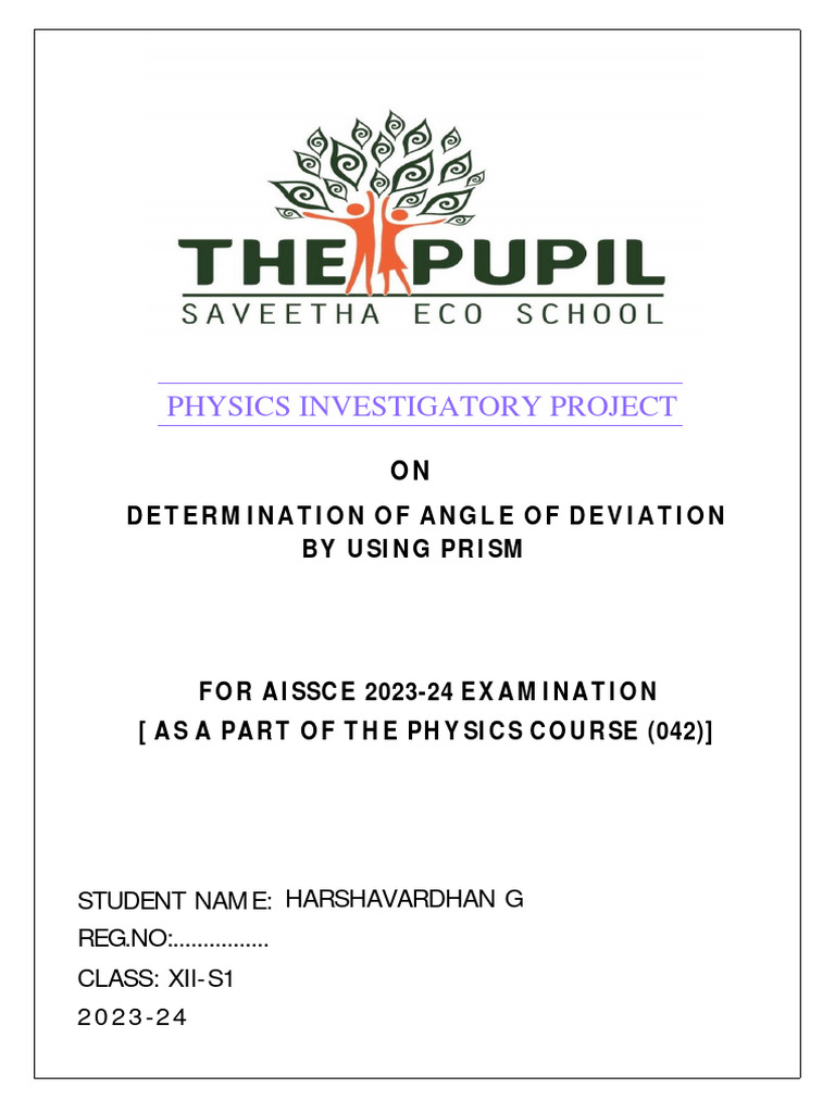 Angle of Deviation in Prisms Project | PDF | Career & Growth | Technology & Engineering