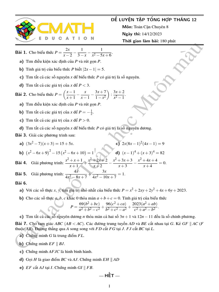De Luyen Tap Lop 8 Can Chuyen Cmath Thang 12 | PDF