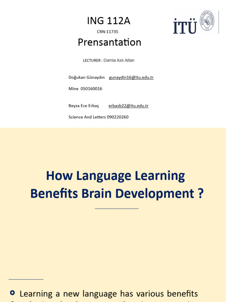 ING 112A Prensantation: Lecturer | PDF | Learning | Neuroplasticity
