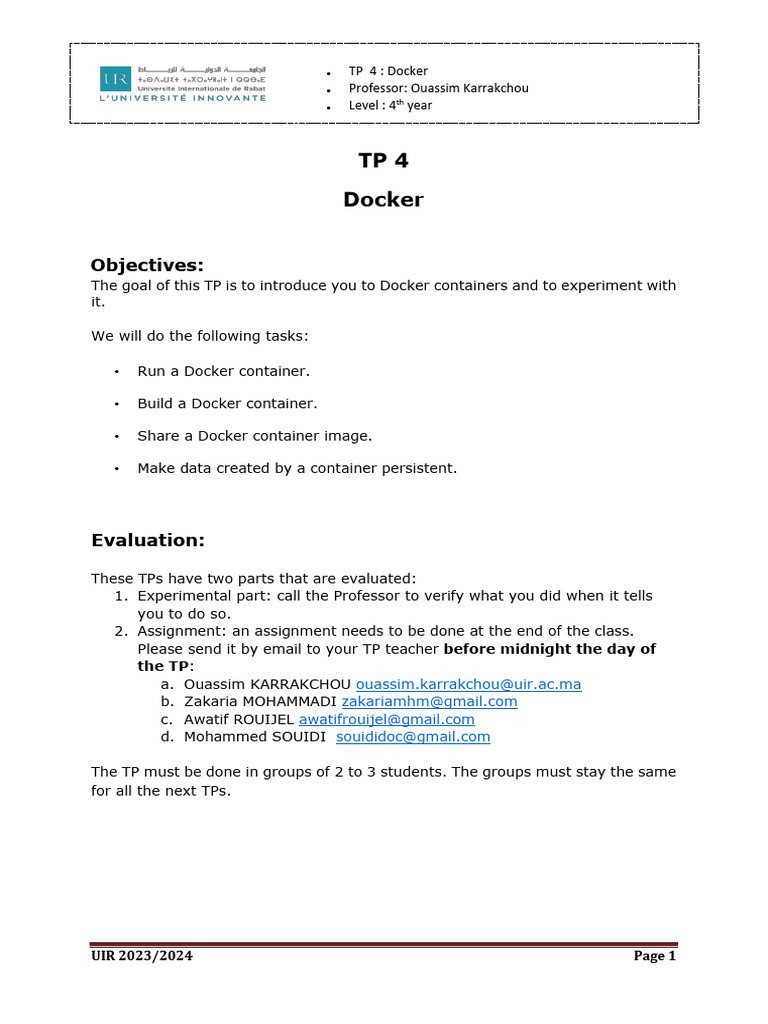 TP4 Docker | PDF | Zip (File Format) | Computer Engineering