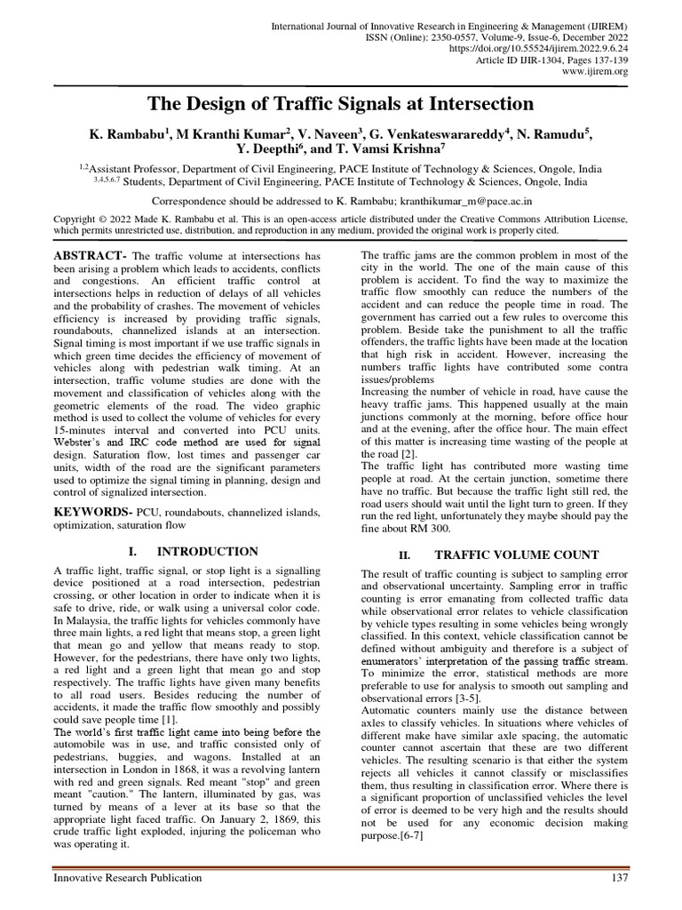 24 The Design of Traffic Signals at Intersection | PDF | Computers ...