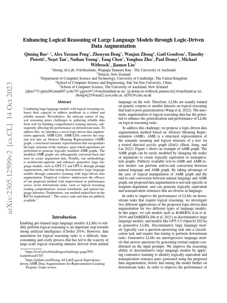 Enhancing Logical Reasoning of Large Language Models Through Logic-Driven Data Augmentation | PDF