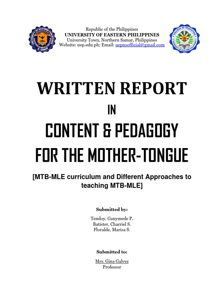 Mother Tongue Group 7 Written Report | PDF