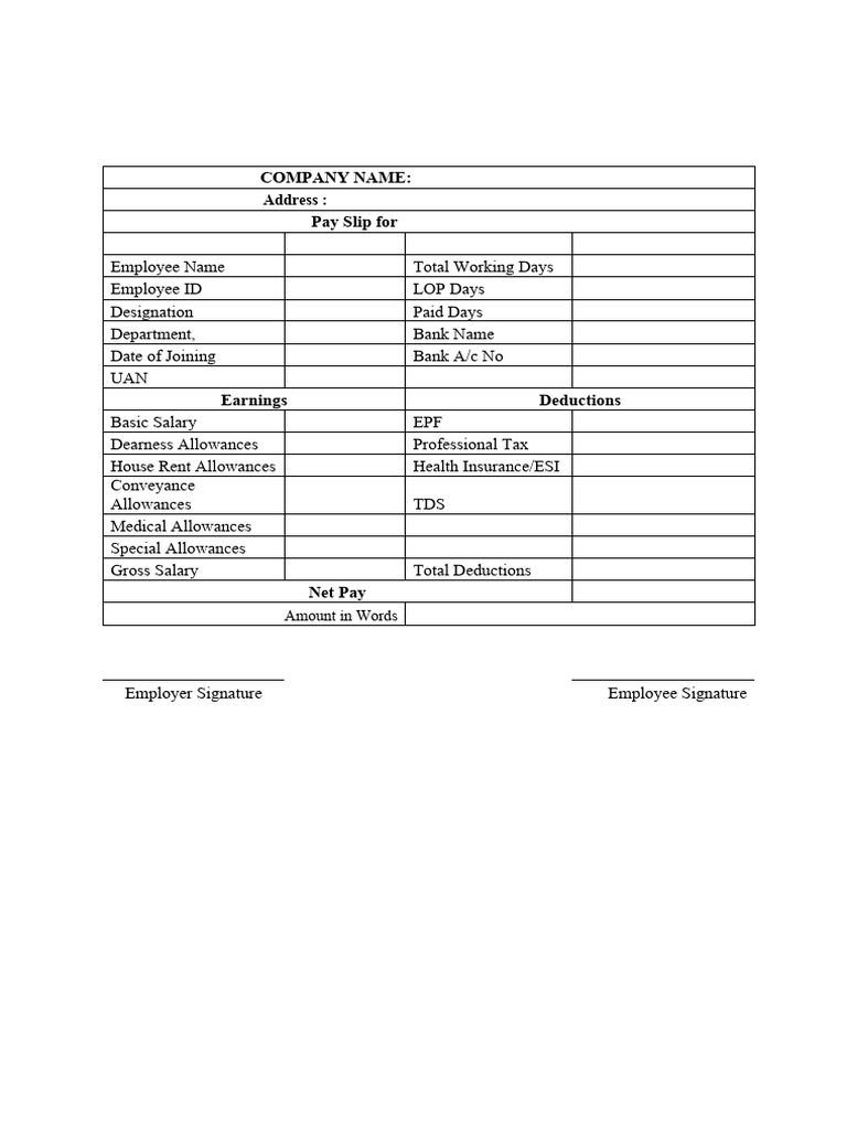 Payslip PDF Format 1 | PDF