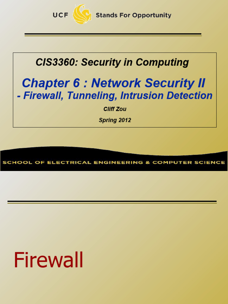 Ch06 NetworkSecurity2 Firewall Tunneling IDS | PDF | Computers