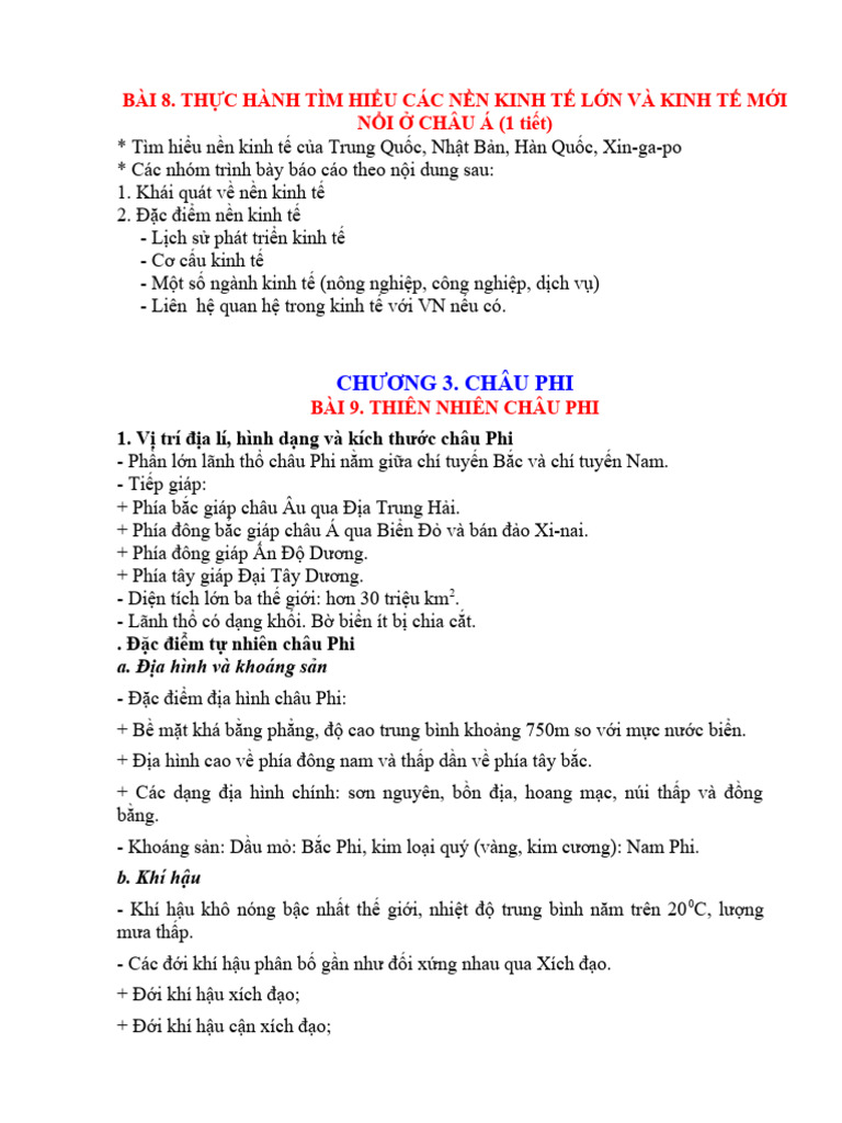 Địa 7 bài 8,9,10 | PDF