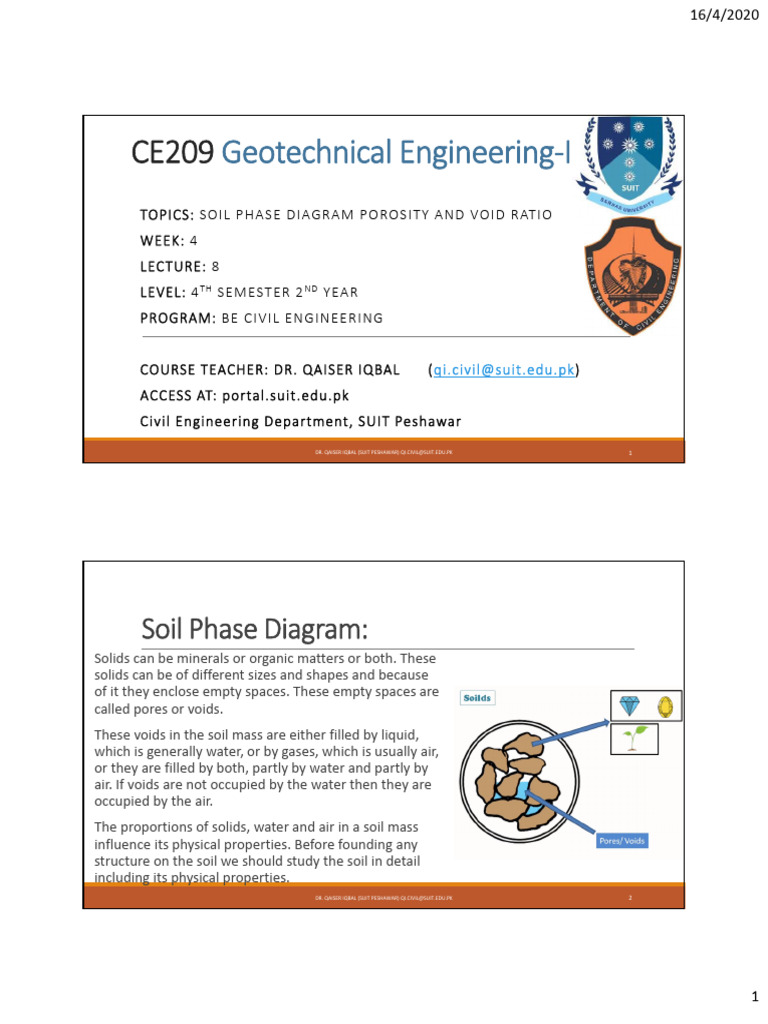 8-Soil Phase Diagram Porosity and Void Ratio | PDF