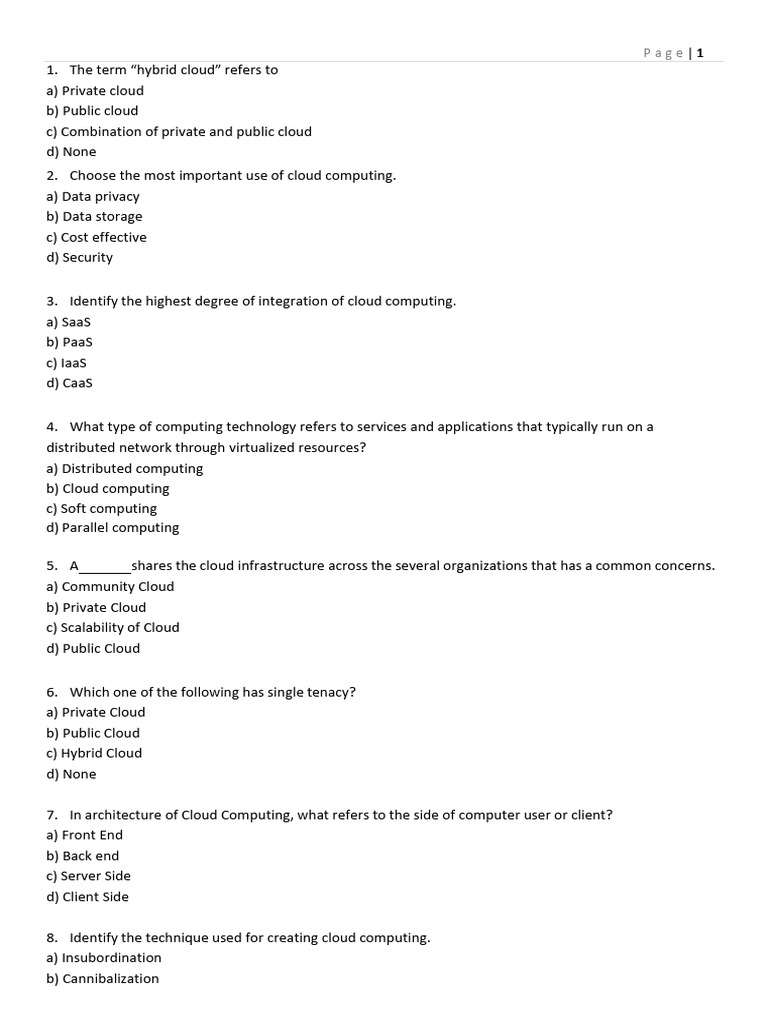 Copa MCQ Cloud Computing1 | PDF