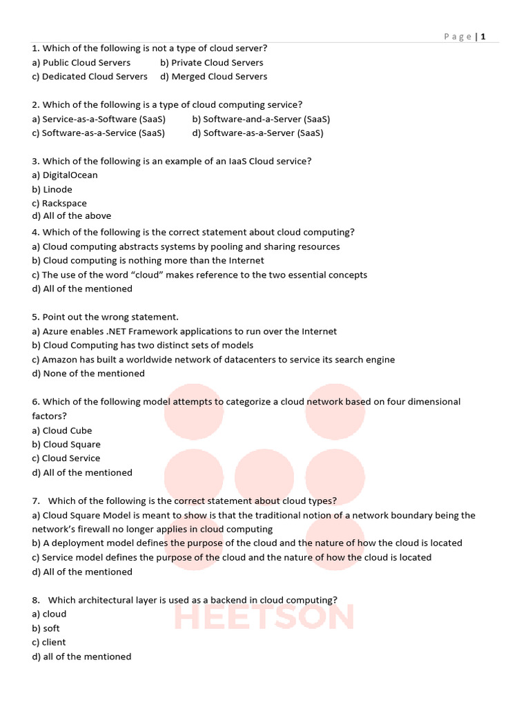 Copa MCQ Cloud Computing | PDF | Cloud Computing | Software As A Service