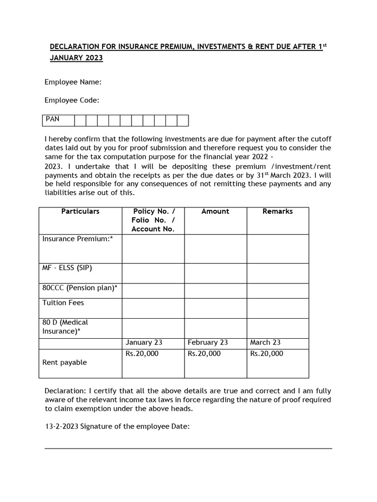 Self Declaration For Future Proof2 | PDF