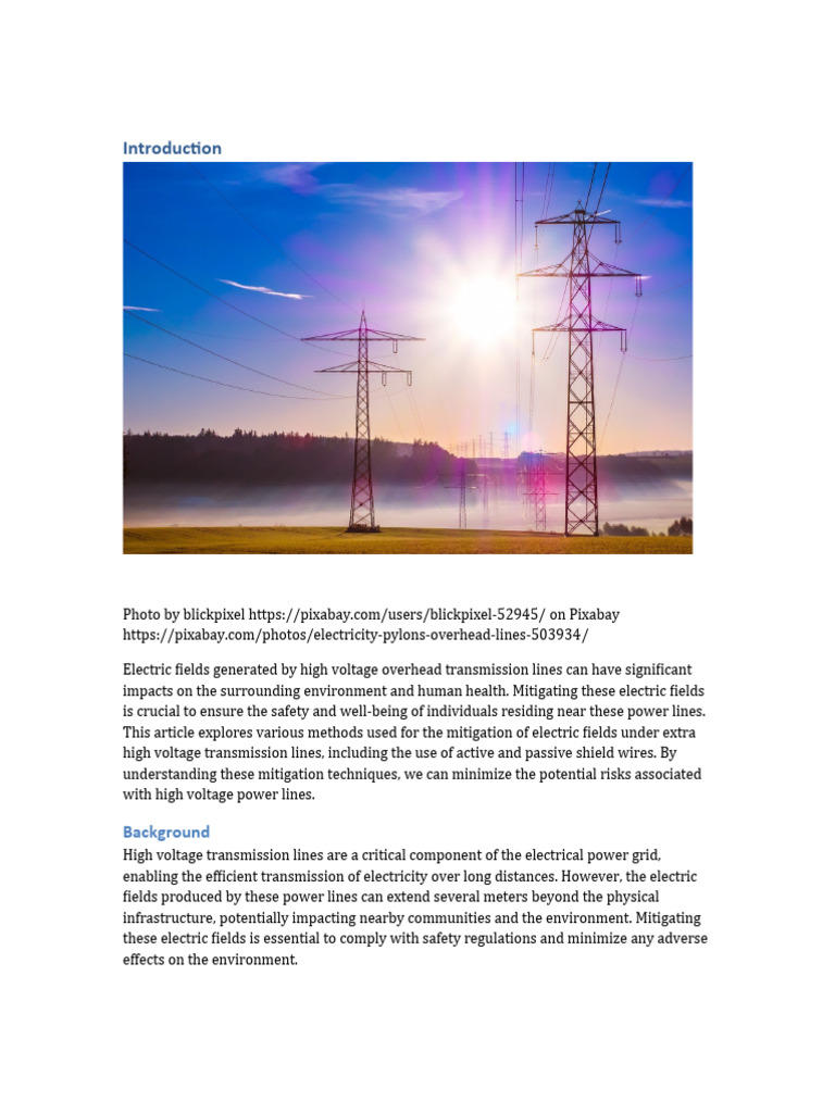 Literature Review About Methods Used For Mitigation Theelectric Field ...