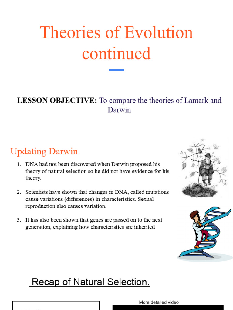 Darwin vs. Lamarck Evolution Theories | PDF | Reproduction | Genetic ...