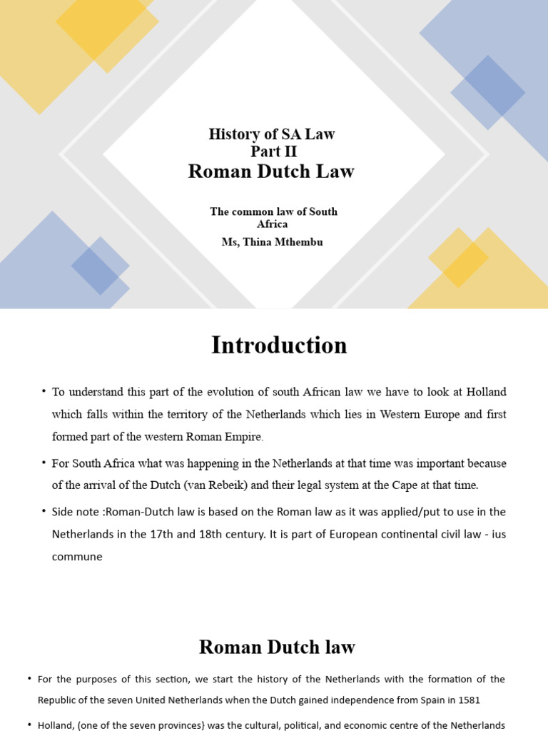History of SA Law Part 2 | PDF | Apartheid | Common Law