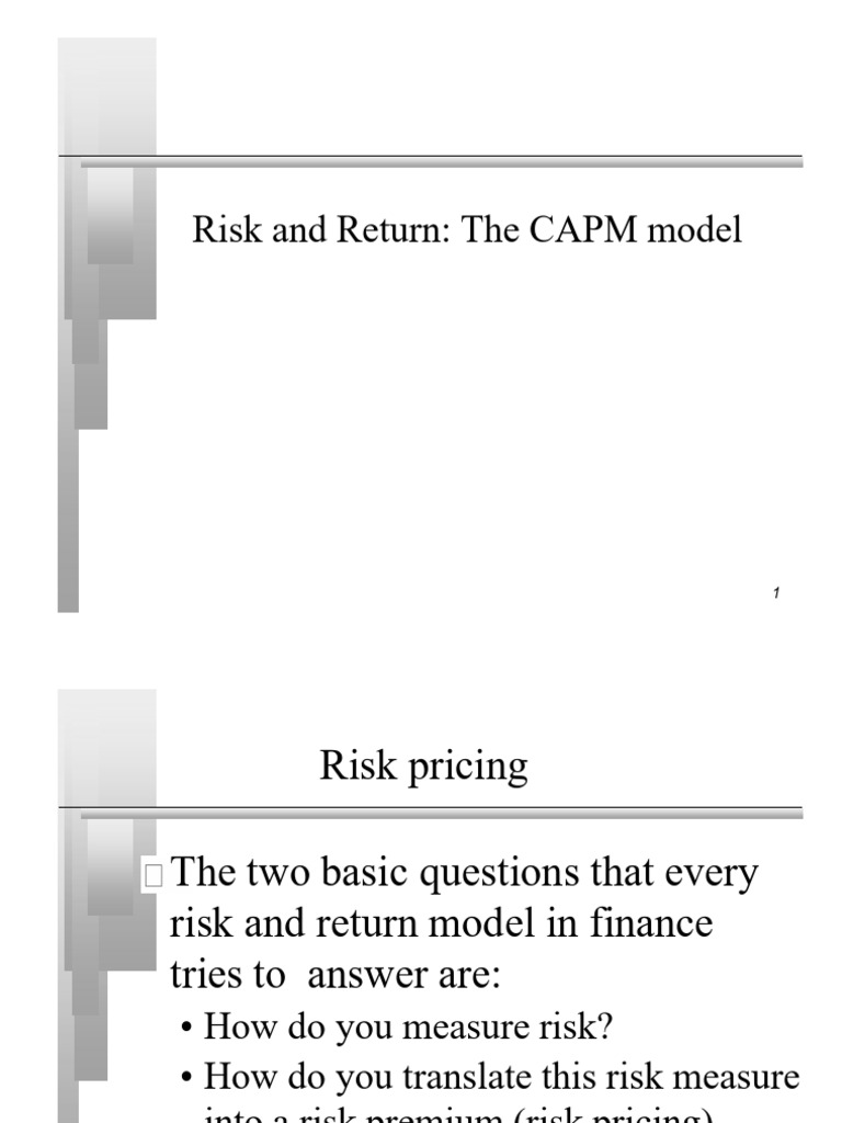 CAPM Model: Understanding Risk and Return | PDF | Diversification ...