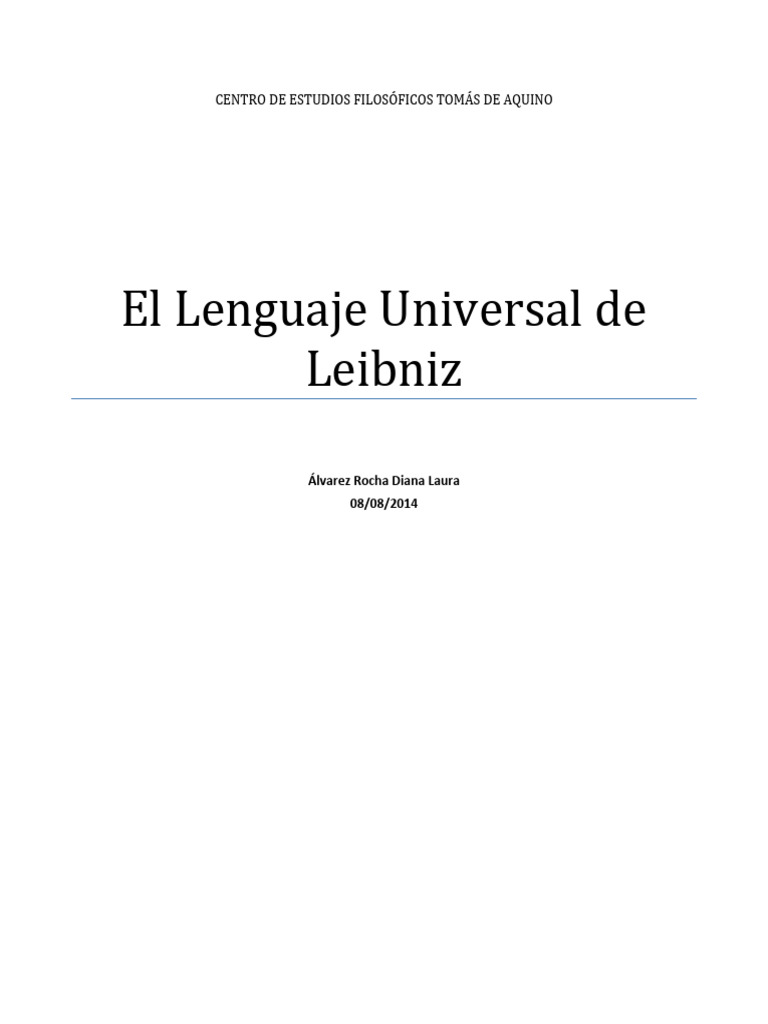 El Lenguaje Universal de Leibniz | PDF | Gottfried Wilhelm Leibniz ...