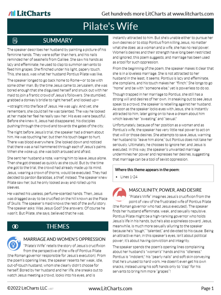LitCharts Pilate S Wife | PDF | Jesus | Pontius Pilate