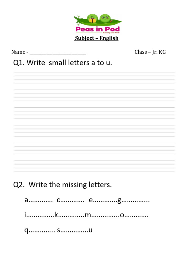 Jr KG English Worksheet Activities | PDF