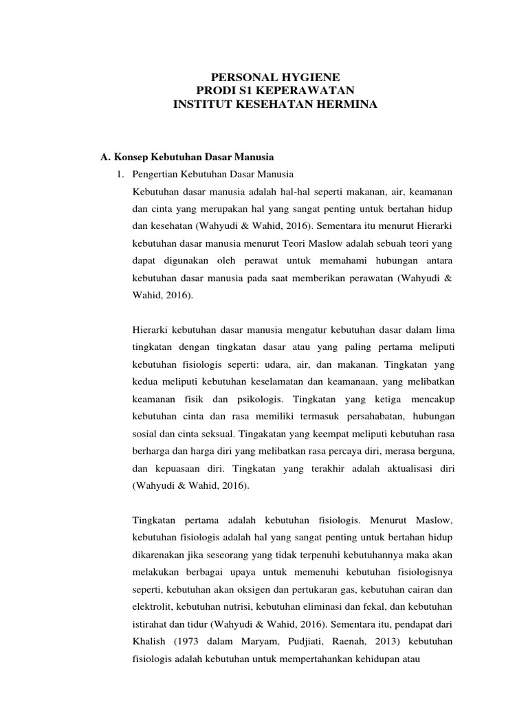 Personal Hygiene Pdf