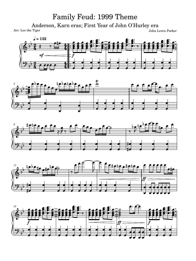 Piano Solo Family Feud 1999 Theme - John Lewis Parker | PDF