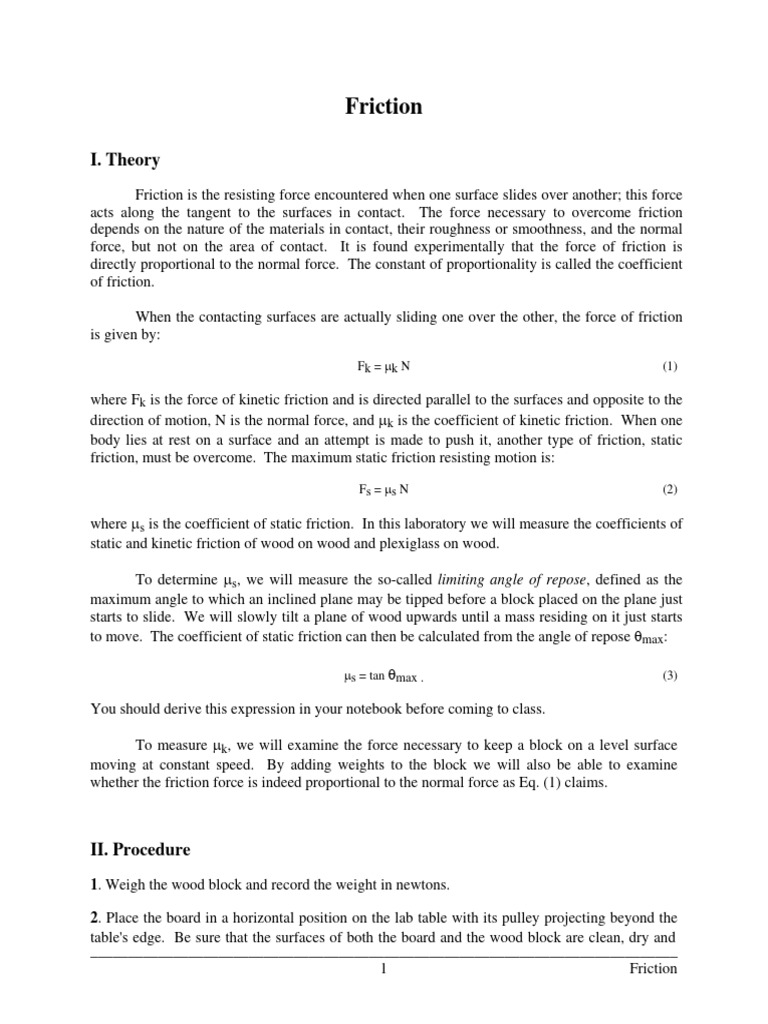Friction | PDF