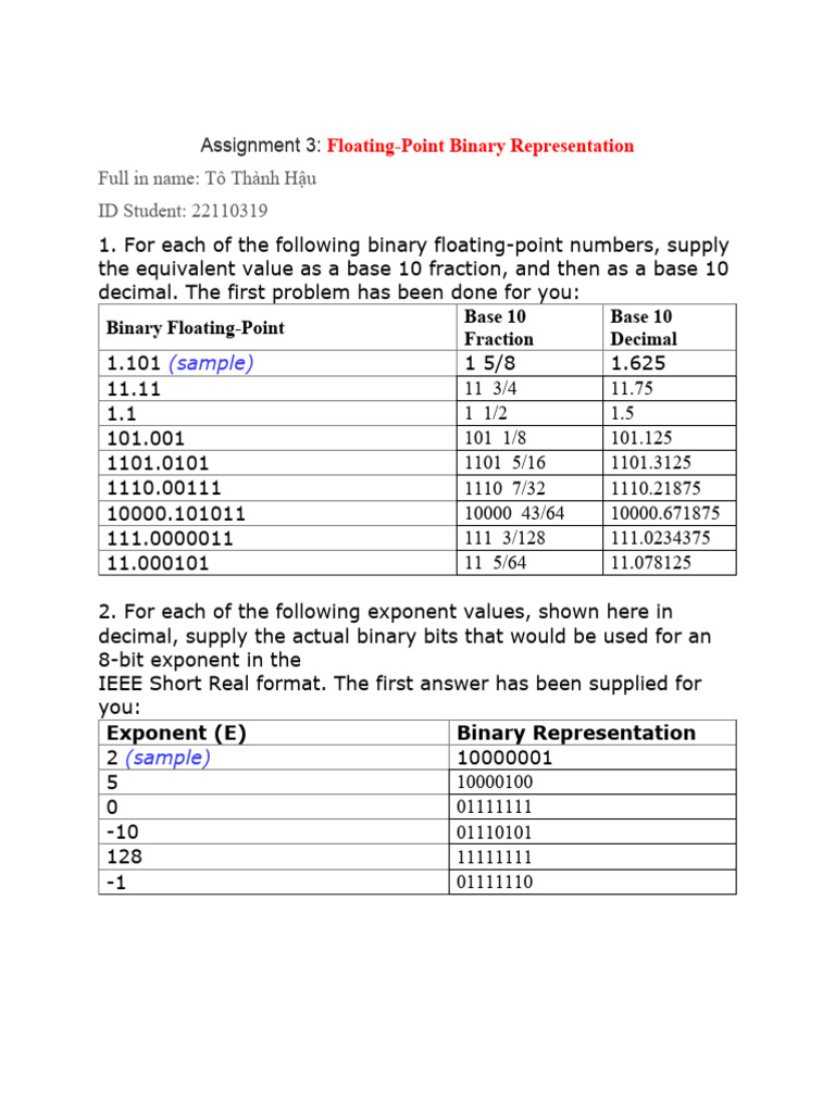 Assignment 3 | PDF | Decimal | Computer Architecture